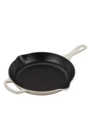 LE CREUSET Signature Handle 10 1/4 Inch Enamel Cast Iron Skillet Meringue