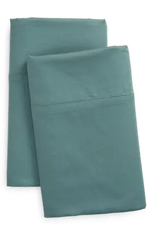 BOLL & BRANCH Set Of 2 Signature Hemmed Pillowcases Spruce