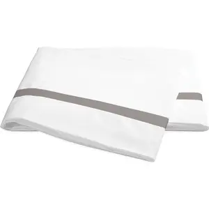 MATOUK Lowell 600 Thread Count Flat Sheet White/ Platinum