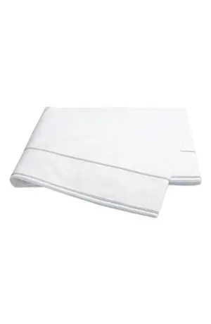 MATOUK Ansonia 500 Thread Count Flat Sheet White/ Sterling