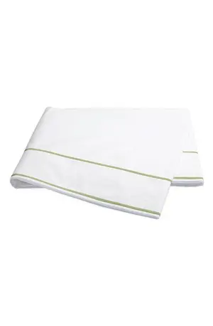 MATOUK Ansonia 500 Thread Count Flat Sheet White/leaf