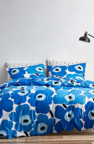 Marimekko Unikko Duvet Cover & Sham Set Blue
