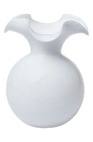 VIETRI Hibiscus Glass Fluted Vase - White