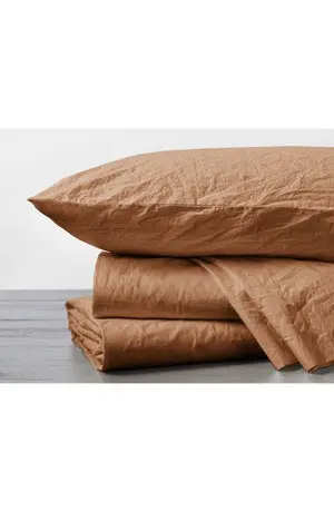 COYUCHI Crinkled Organic Cotton Percale Sheet Set - Ginger