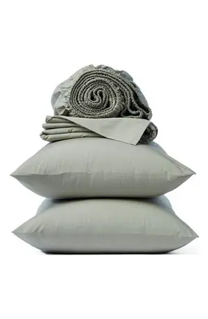 COYUCHI Crinkled Organic Cotton Percale Sheet Set Laurel