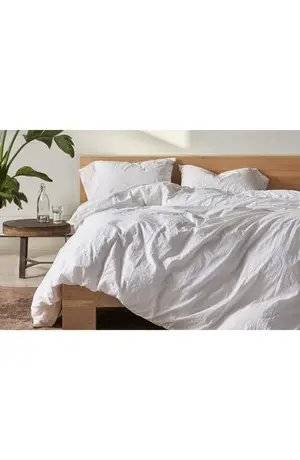 COYUCHI Crinkled Organic Cotton Percale Duvet Cover - Alpine White