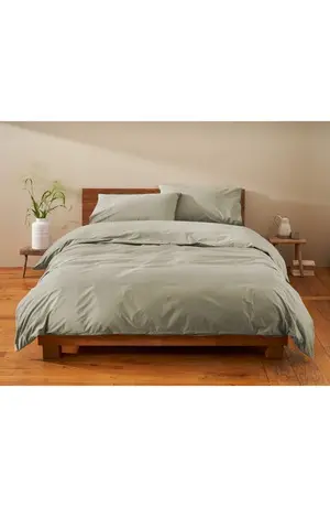 COYUCHI Crinkled Organic Cotton Percale Duvet Cover Laurel