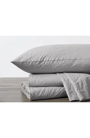 COYUCHI Crinkled Organic Cotton Percale Duvet Cover - Pewter