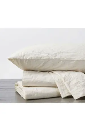 COYUCHI Crinkled Organic Cotton Percale Duvet Cover - Undyed