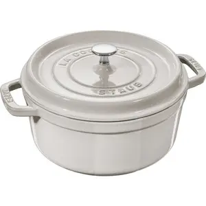 STAUB 7-quart Enameled Cast Iron Dutch Oven - Matte White Truffle