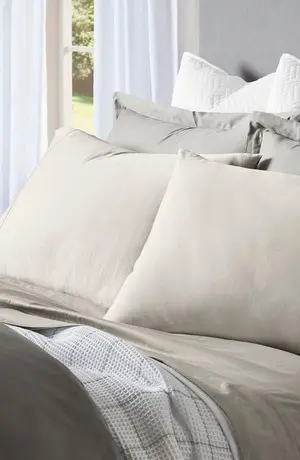 BOLL & BRANCH Set Of 2 Percale Hemmed Pillowcases - Pewter