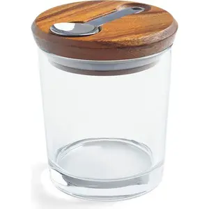 NAMBE Cooper Canister With Scoop - Glass/ Acacia