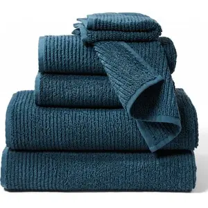 COYUCHI Temescal 6-piece Organic Cotton Bath Towel Deep Ocean