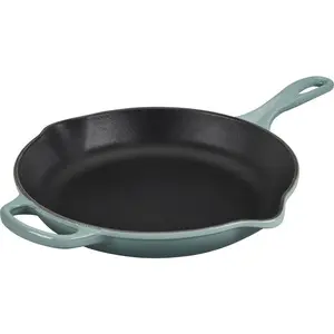 LE CREUSET Signature Handle Enamel 11 3/4 Inch Cast Iron Skillet Sea Salt