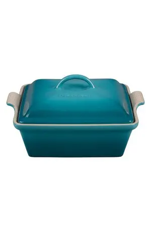 LE CREUSET Heritage 2 1/2 Quart Covered Square Stoneware Casserole - Caribbean
