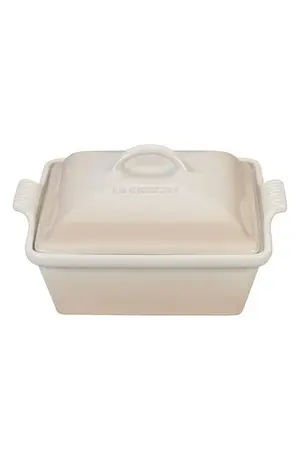 LE CREUSET Heritage 2 1/2 Quart Covered Square Stoneware Casserole Meringue