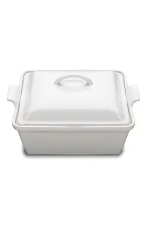 LE CREUSET Heritage 2 1/2 Quart Covered Square Stoneware Casserole White