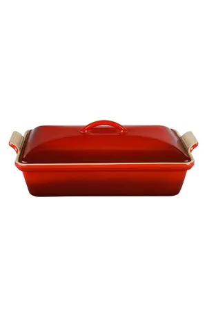LE CREUSET 4-quart Rectangular Stoneware Casserole With Lid Cherry