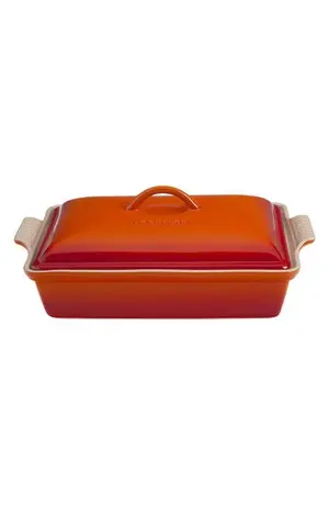 LE CREUSET 4-quart Rectangular Stoneware Casserole With Lid - Flame