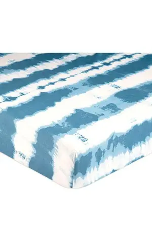 CRANE BABY Cotton Sateen Fitted Crib Sheet Blue Tie Dye