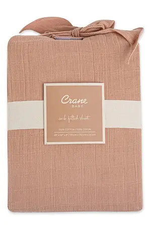 CRANE BABY Cotton Sateen Fitted Crib Sheet Copper