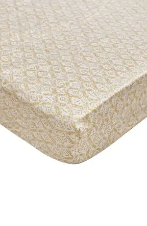 CRANE BABY Cotton Sateen Fitted Crib Sheet Gold/white