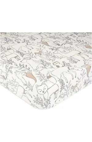CRANE BABY Cotton Sateen Fitted Crib Sheet Grey/white