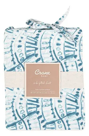 CRANE BABY Cotton Sateen Fitted Crib Sheet One-color