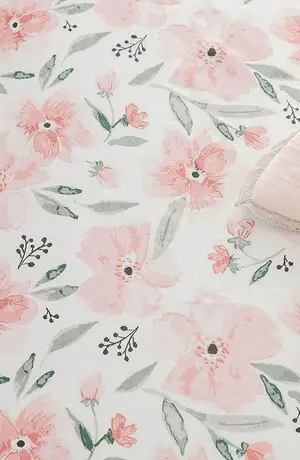 CRANE BABY Cotton Sateen Fitted Crib Sheet - Pink Floral