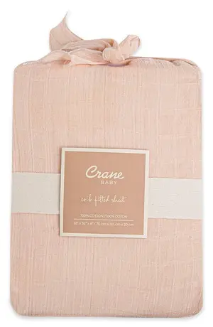 CRANE BABY Cotton Sateen Fitted Crib Sheet Pink