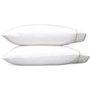 MATOUK Ansonia Set Of 2 500 Thread Count Pillowcases White/bronze