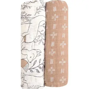 CRANE BABY 2-pack Assorted Swaddle Blankets - Beige