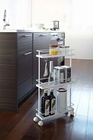 YAMAZAKI Tower Rolling Kitchen Storage Rack - White