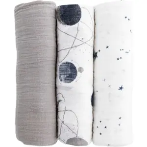 LITTLE UNICORN 3-pack Cotton Muslin Swaddle Blankets Planetary 2