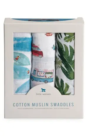 LITTLE UNICORN 3-pack Cotton Muslin Swaddle Blankets - Summer Vibe