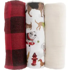 LITTLE UNICORN 3-pack Cotton Muslin Swaddle Blankets - Woof