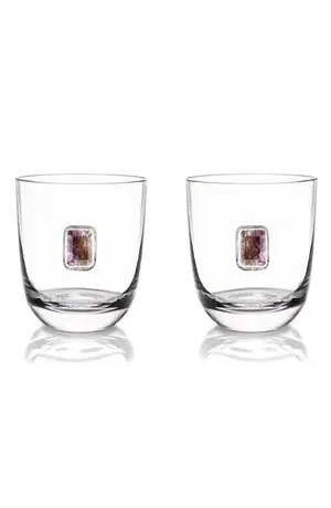 ANNA NEW YORK Elevo Set Of 2 Double Old Fashioned Glasses - Smoke Agate