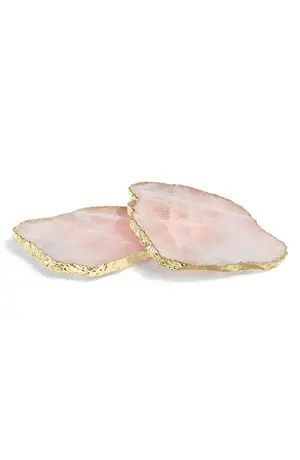 ANNA NEW YORK Kivita Set Of 2 Coasters - Rose Quartz