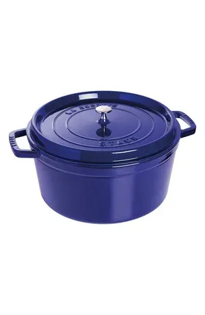 STAUB 13.25-quart Enameled Cast Iron Round Baking Dish Dark Blue
