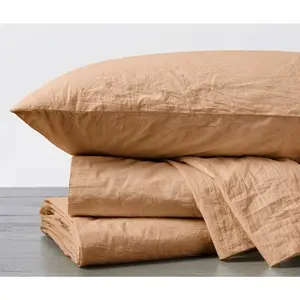 COYUCHI Set Of 2 Organic Crinkled Percale Pillowcases - Ginger