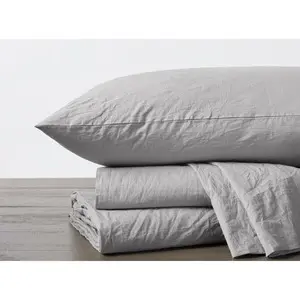 COYUCHI Set Of 2 Organic Crinkled Percale Pillowcases - Pewter