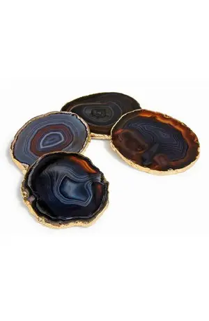 ANNA NEW YORK Lumino Set Of 4 Agate Coasters Midnight
