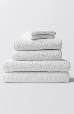 COYUCHI Air Weight® 6-piece Organic Cotton Bath Towel Alpine White
