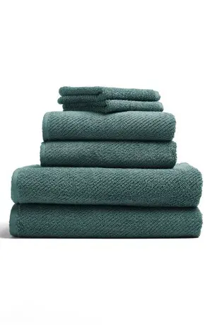 COYUCHI Air Weight® 6-piece Organic Cotton Bath Towel Deep Dusty Aqua