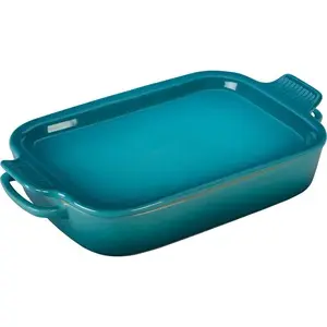 LE CREUSET 3 1/2 Quart Stoneware Casserole & Platter Lid Caribbean