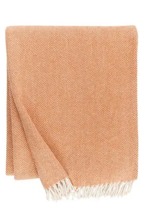 SFERRA Celine Fringed Herringbone Cotton Throw Paprika