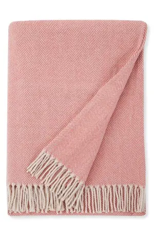 SFERRA Celine Fringed Herringbone Cotton Throw Salmon
