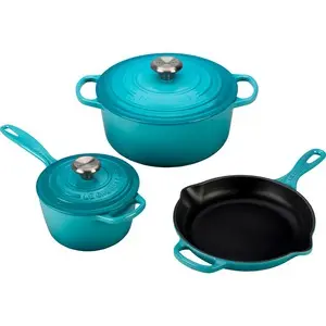 LE CREUSET 5-piece Signature Enameled Cast Iron Cookware Set Caribbean