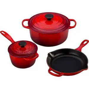 LE CREUSET 5-piece Signature Enameled Cast Iron Cookware Set - Cerise