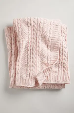 Nordstrom Cable Knit Baby Blanket - Pink Lotus